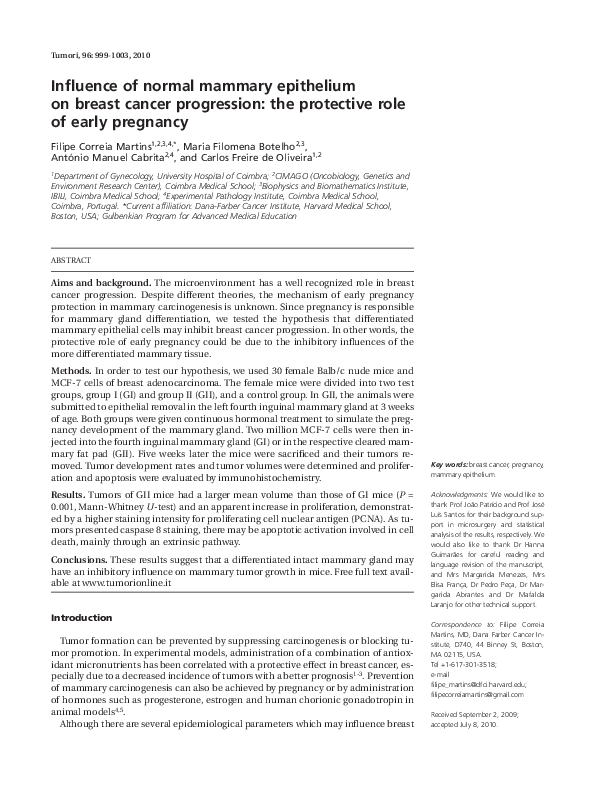 (PDF) Influence of Normal Mammary Epithelium on Breast Cancer ...