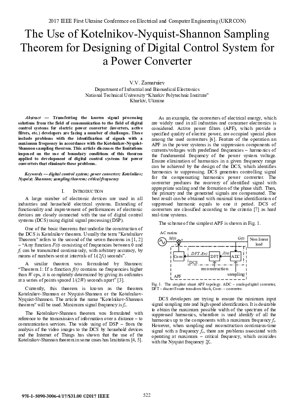 (PDF) The use of Kotelnikov-Nyquist-Shannon sampling theorem for designing of digital control ...