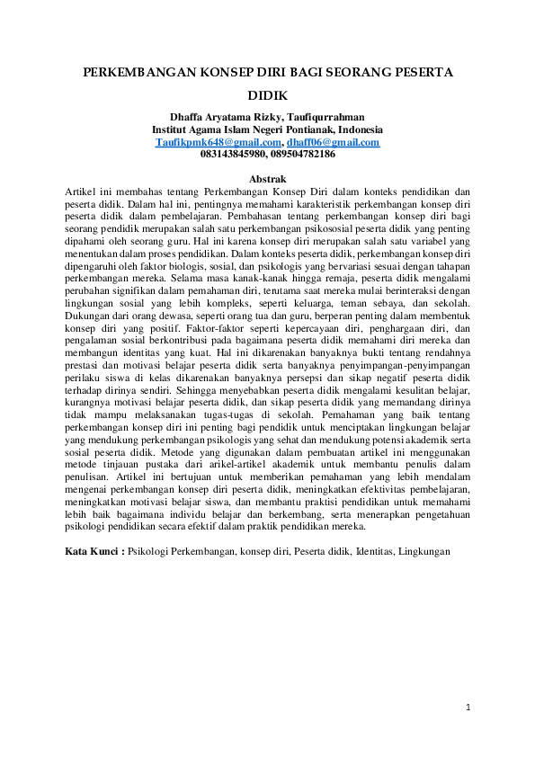 (PDF) Psikologi Kel 6 Perkembangan Konsep Diri