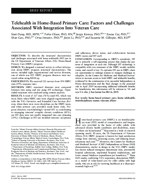 (PDF) Telehealth in Home‐Based Primary Care: Factors and Challenges ...
