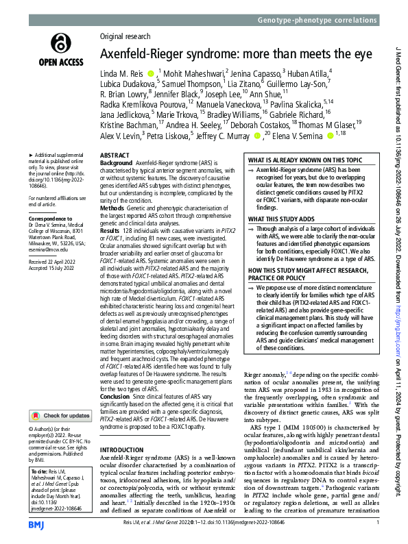 (PDF) Axenfeld-Rieger syndrome: more than meets the eye | Radka Pourova ...