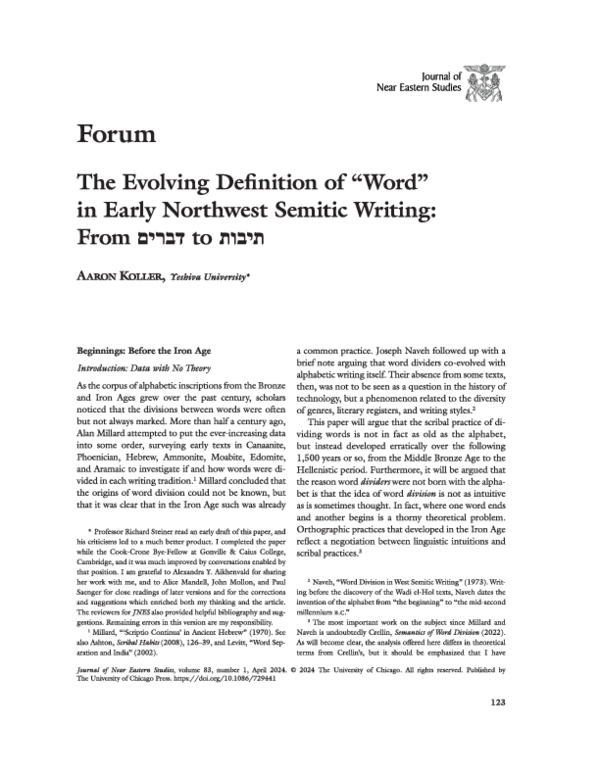 (PDF) Koller, "The Evolving Definition of 'Word' in Early Northwest ...