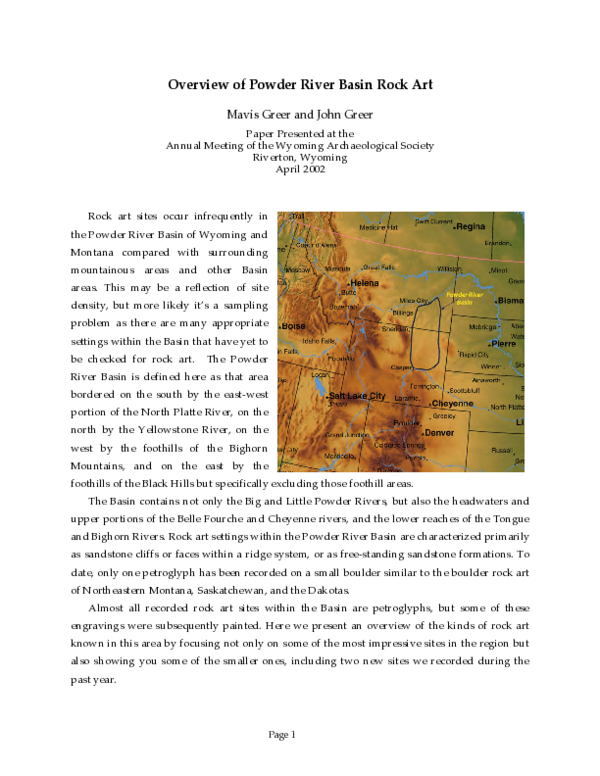 (PDF) Overview of Powder River Basin Rock Art