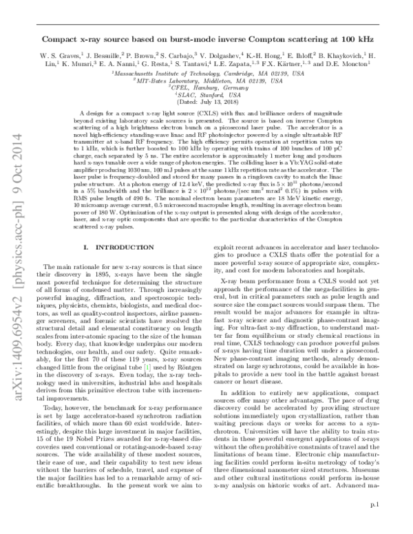 (PDF) Compact X-ray Source using a High Repetition Rate Laser and ...