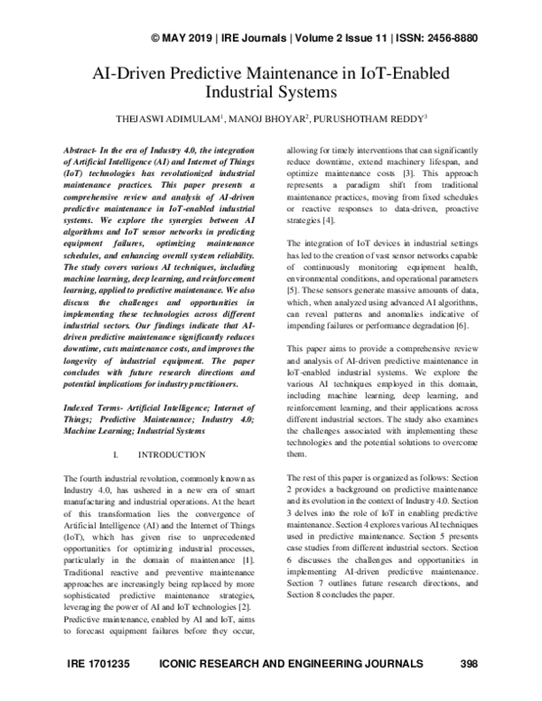 (PDF) AI-Driven Predictive Maintenance in IoT-Enabled Industrial Systems
