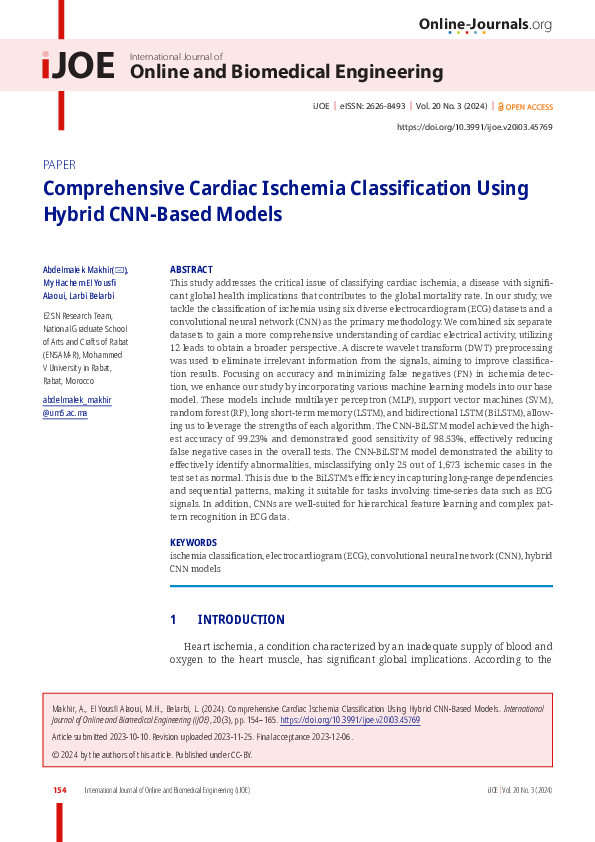 (PDF) Comprehensive Cardiac Ischemia Classification Using Hybrid CNN-Based Models