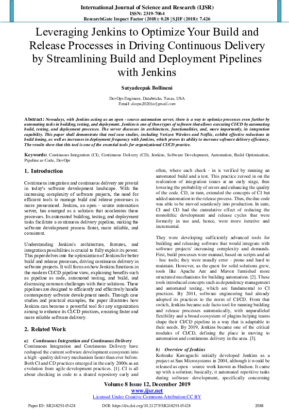 (PDF) Leveraging Jenkins to Optimize Your Build and Release Processes ...