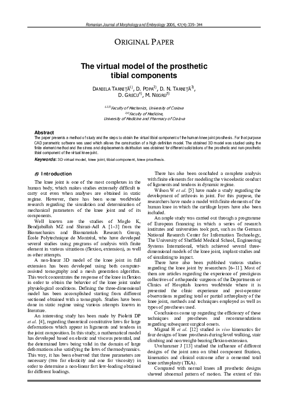 (PDF) The virtual model of the prosthetic tibial components