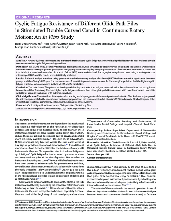 (PDF) Cyclic Fatigue Resistance of Different Glide Path Files in ...