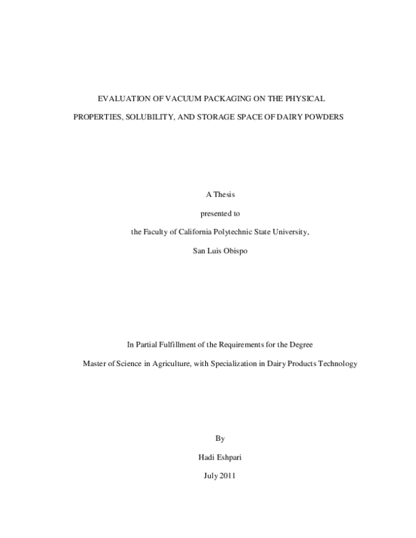 (PDF) Evaluation of Vacuum Packaging on the Physical Properties, Solubility, and Storage Space ...