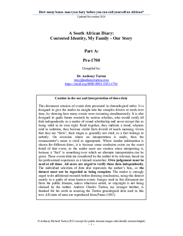 (PDF) A South African Diary: Contested Identity, My Family -Our Story ...
