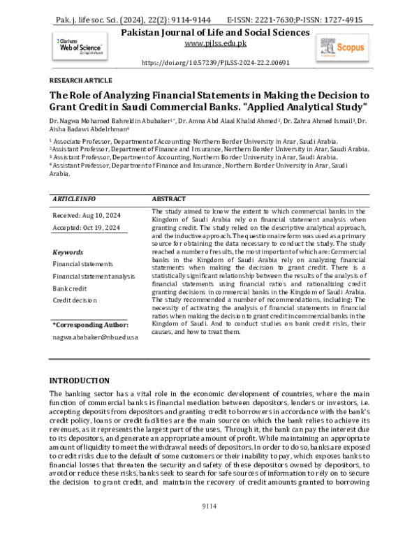 (PDF) The Role of Analyzing Financial Statements in Making the Decision ...