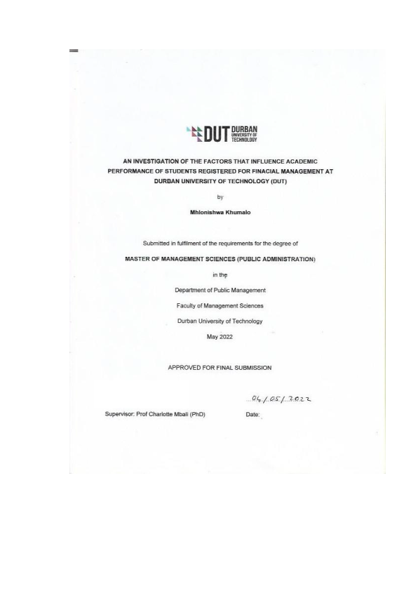 (PDF) An investigation of the factors that influence academic performance of students registered ...