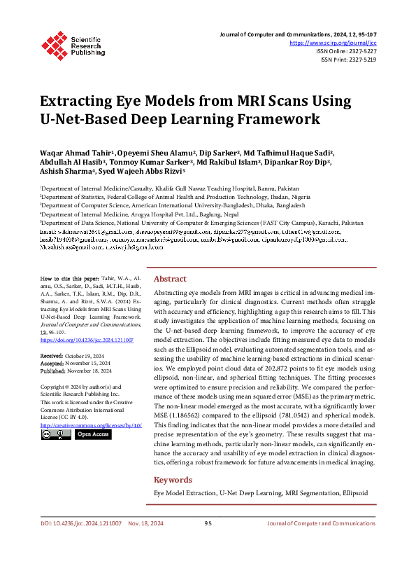 Pdf Extracting Eye Models From Mri Scans Using U Net Based Deep