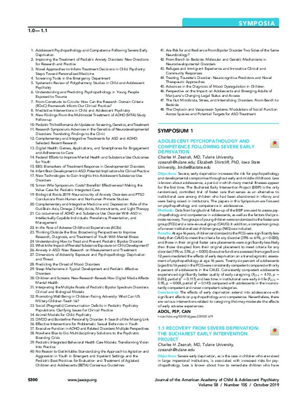 (PDF) 1.1 Recovery from Severe Deprivation: The Bucharest Early ...