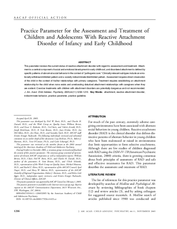 (PDF) Practice Parameter for the Assessment and Treatment of Children ...