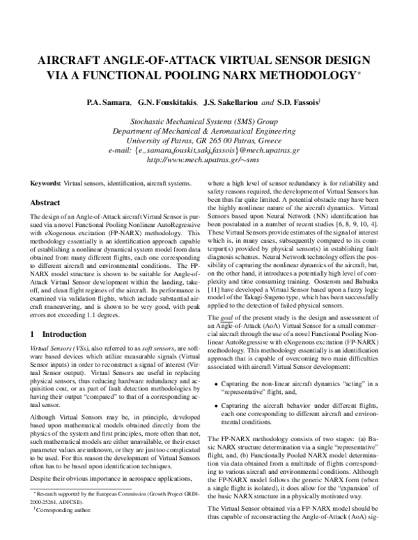 (PDF) Aircraft angle-of-attack virtual sensor design via a functional ...