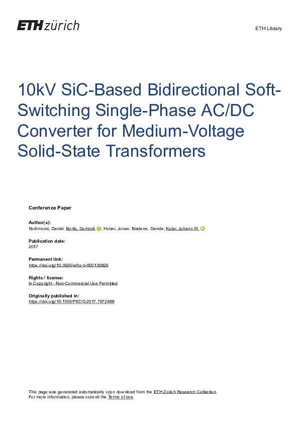 (PDF) 10kV SiC-based bidirectional soft-switching single-phase AC/DC converter concept for ...