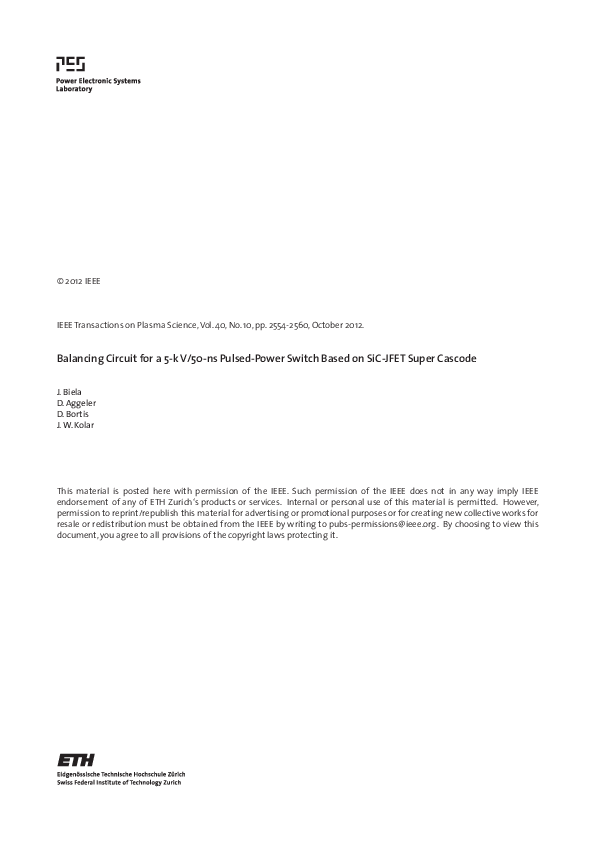 (PDF) Balancing Circuit for a 5-kV/50-ns Pulsed-Power Switch Based on ...