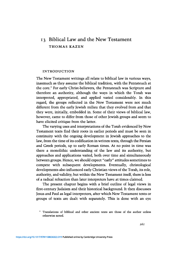 (PDF) Biblical Law and the New Testament
