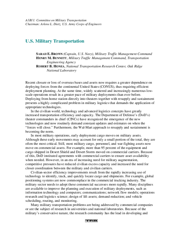 (PDF) U.S. Military Transportation