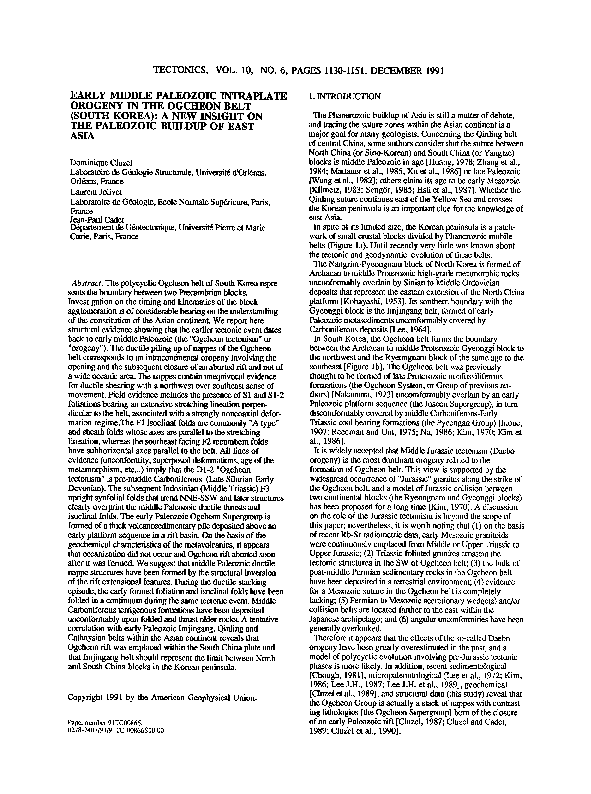 (PDF) Early Middle Paleozoic Intraplate Orogeny in the Ogcheon Belt ...