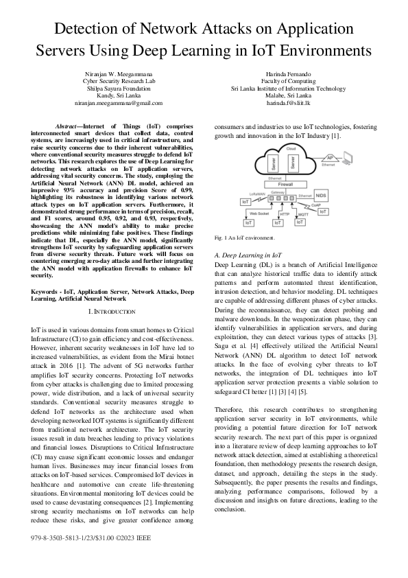 (PDF) Detection of Network Attacks on Application Servers Using Deep Learning in IoT Environments