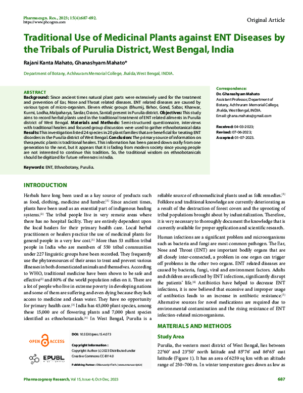 (PDF) Traditional Use of Medicinal Plants against ENT Diseases by the ...