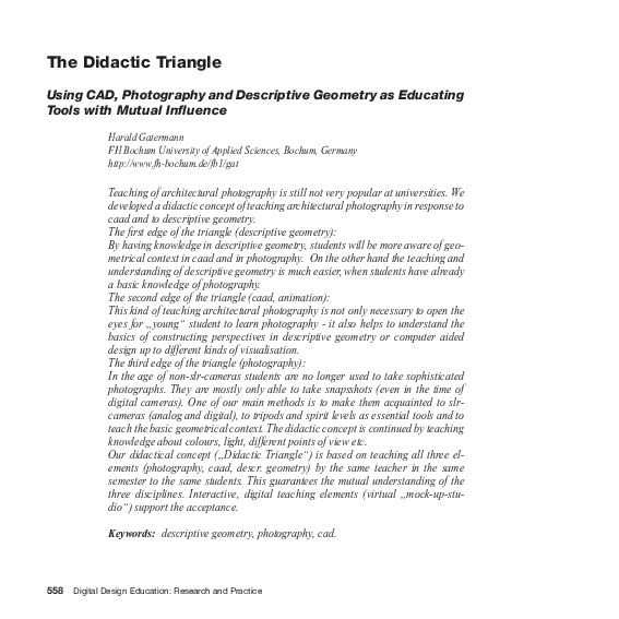 (PDF) The Didactic Triangle - Using CAD, Photography and Descriptive ...