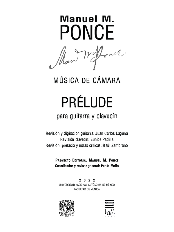 Pdf Manuel M Ponce “prélude Guitare Et Clavecin” Notas Críticas 7020