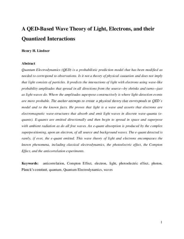 (PDF) A QED-compatible wave theory of light, electrons, and their ...
