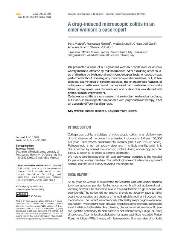 (PDF) A drug-induced microscopic colitis in an older woman: a case report