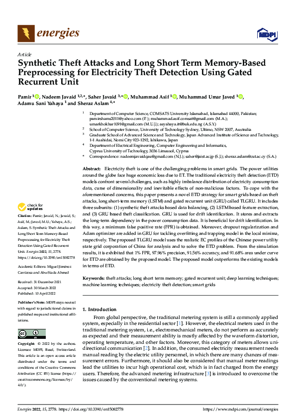 (PDF) Synthetic Theft Attacks and Long Short Term Memory-Based ...