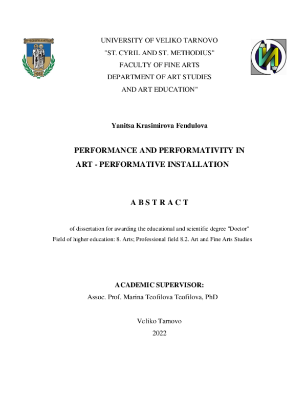(PDF) Performance and performativity in art - performative installation ...