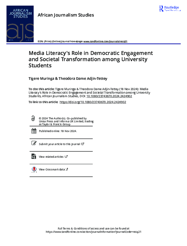 (PDF) Media Literacy’s Role in Democratic Engagement and Societal ...