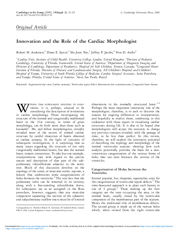 (PDF) Innovation and the Role of the Cardiac Morphologist