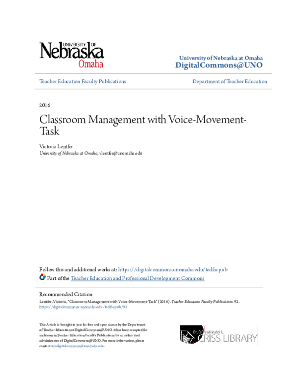 (PDF) Classroom Management with Voice-Movement-Task