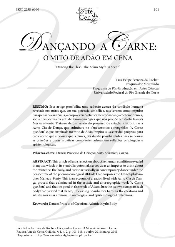 (PDF) Dançando a Carne: O Mito de Adão em Cena | LUIZ EDUARDO FERREIRA ...