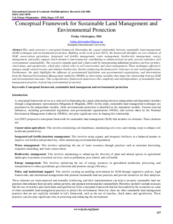 (PDF) Conceptual Framework for Sustainable Land Management and ...
