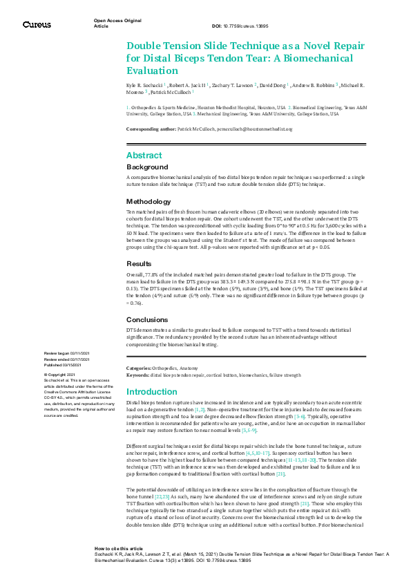 (PDF) Double Tension Slide Technique as a Novel Repair for Distal ...