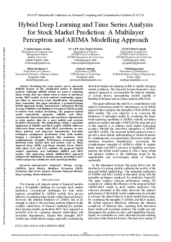 (PDF) Hybrid Deep Learning and Time Series Analysis for Stock Market Prediction: A Multilayer ...