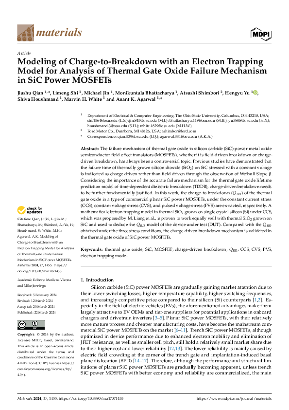 (PDF) Modeling of Charge-to-Breakdown with an Electron Trapping Model for Analysis of Thermal ...