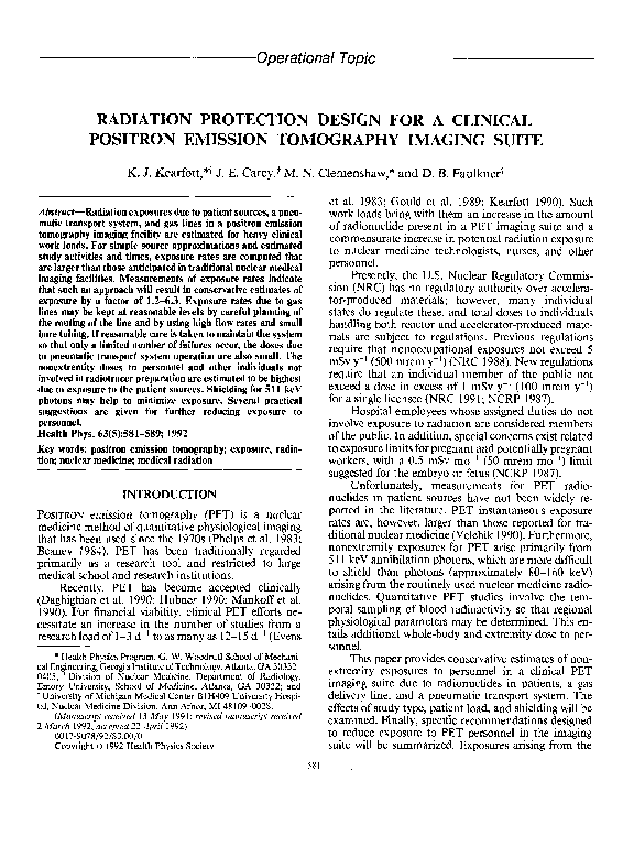 (PDF) Radiation Protection Design For a Clinical Positron Emission ...