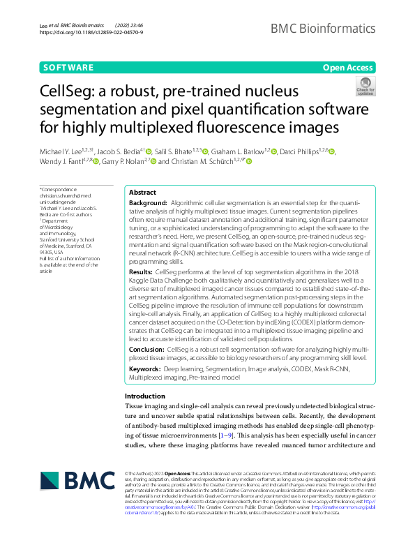 (PDF) CellSeg: a robust, pre-trained nucleus segmentation and pixel quantification software for ...