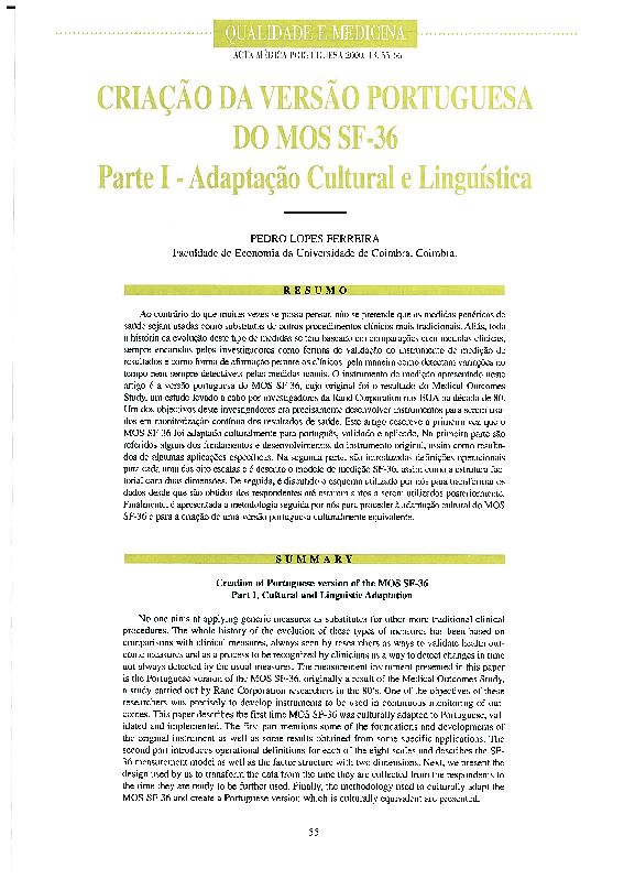 (PDF) [Development of the Portuguese version of MOS SF-36. Part II ...