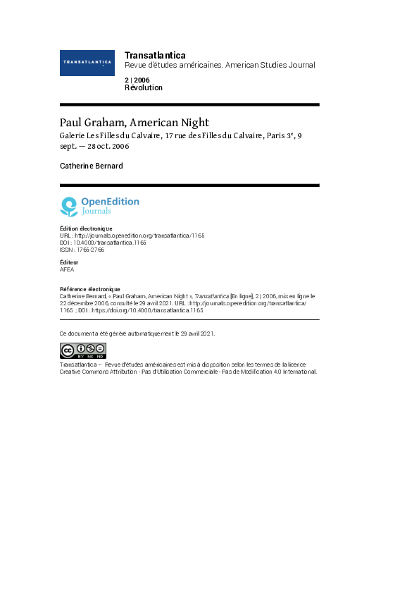 (PDF) Paul Graham, American Night