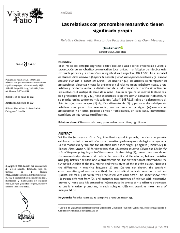 (PDF) Las relativas con pronombre reasuntivo tienen significado propio
