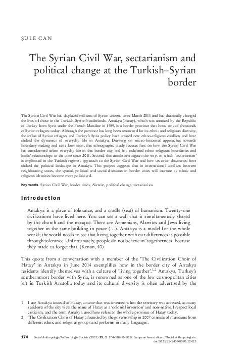 (PDF) The Syrian Civil War, sectarianism and political change at the ...