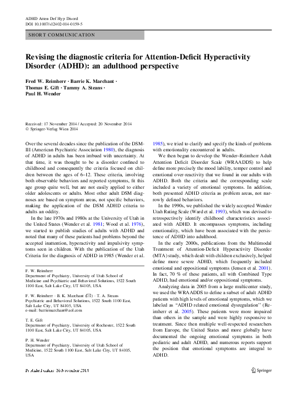 (PDF) Revising the diagnostic criteria for Attention-Deficit ...