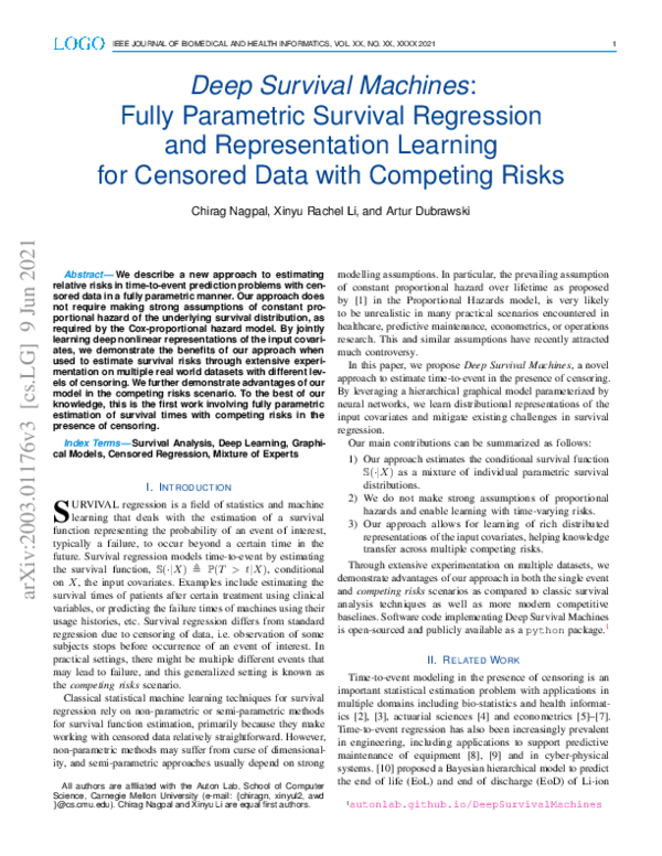 (PDF) Deep Survival Machines : Fully Parametric Survival Regression and ...
